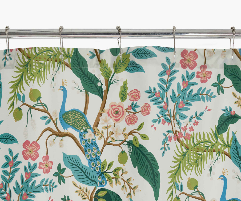 Sateen Shower Curtain - Peacock White – Rifle Paper Co