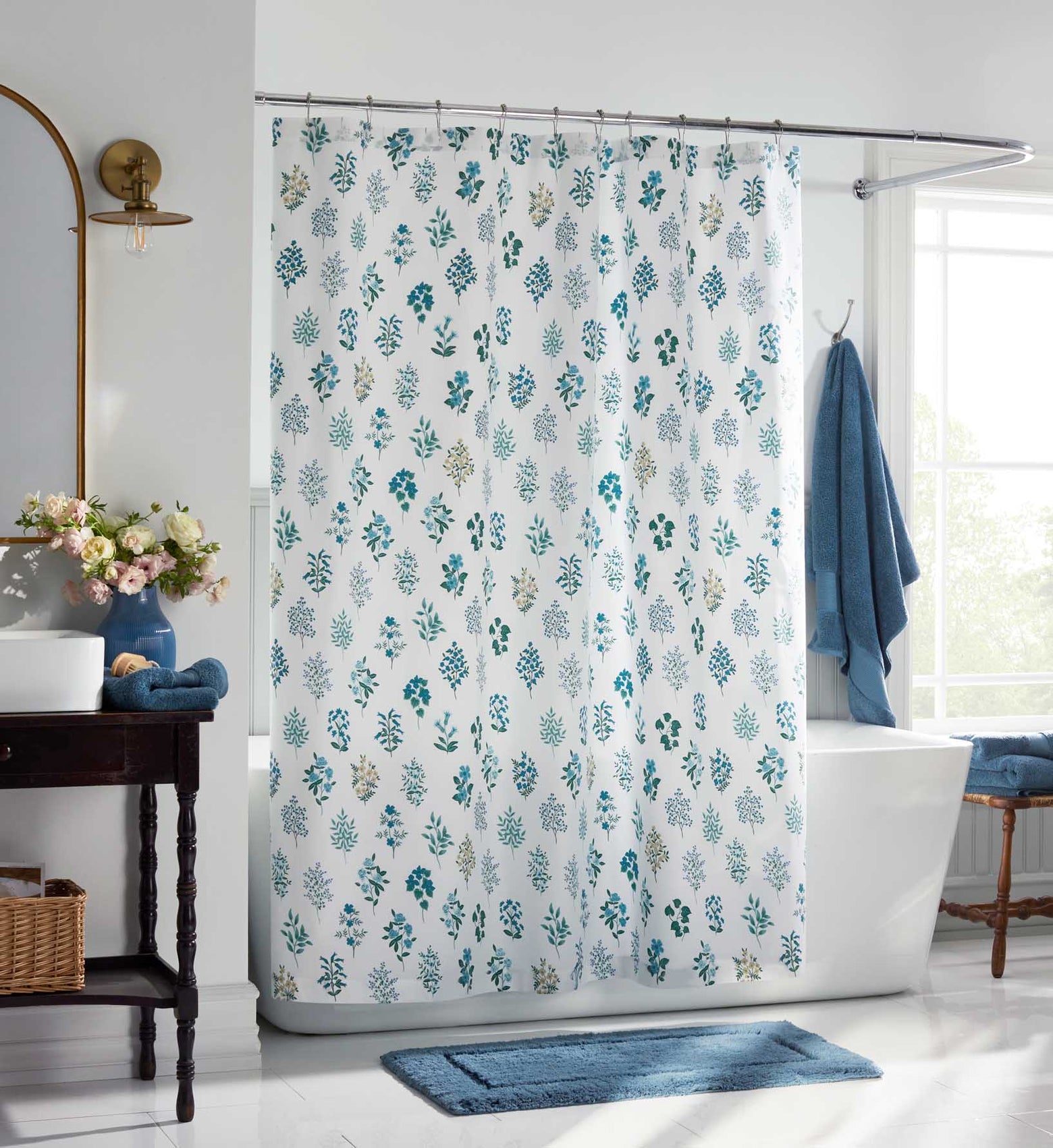 Hawthorne Blue Percale Shower Curtain | Rifle Paper Co.