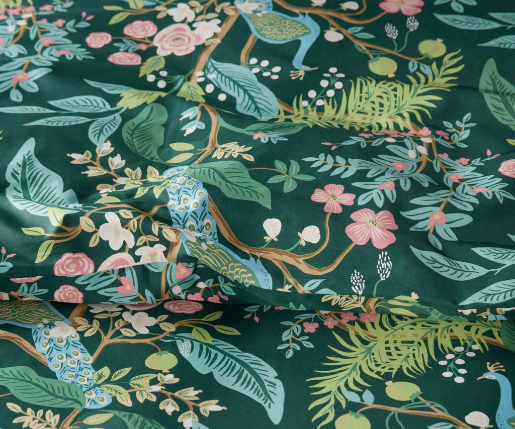 Sateen Comforter - Peacock Emerald – Rifle Paper Co