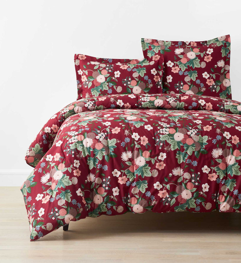 Percale Comforter - Dahlia Merlot – Rifle Paper Co