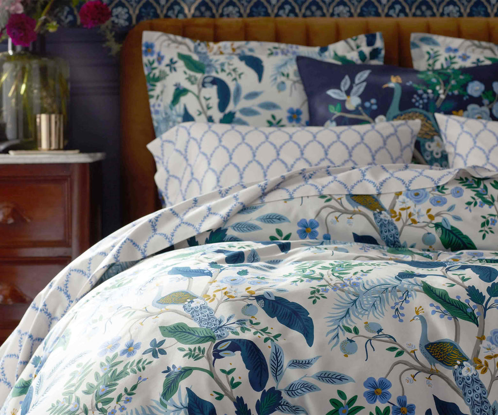Sateen Comforter - Peacock Ivory – Rifle Paper Co