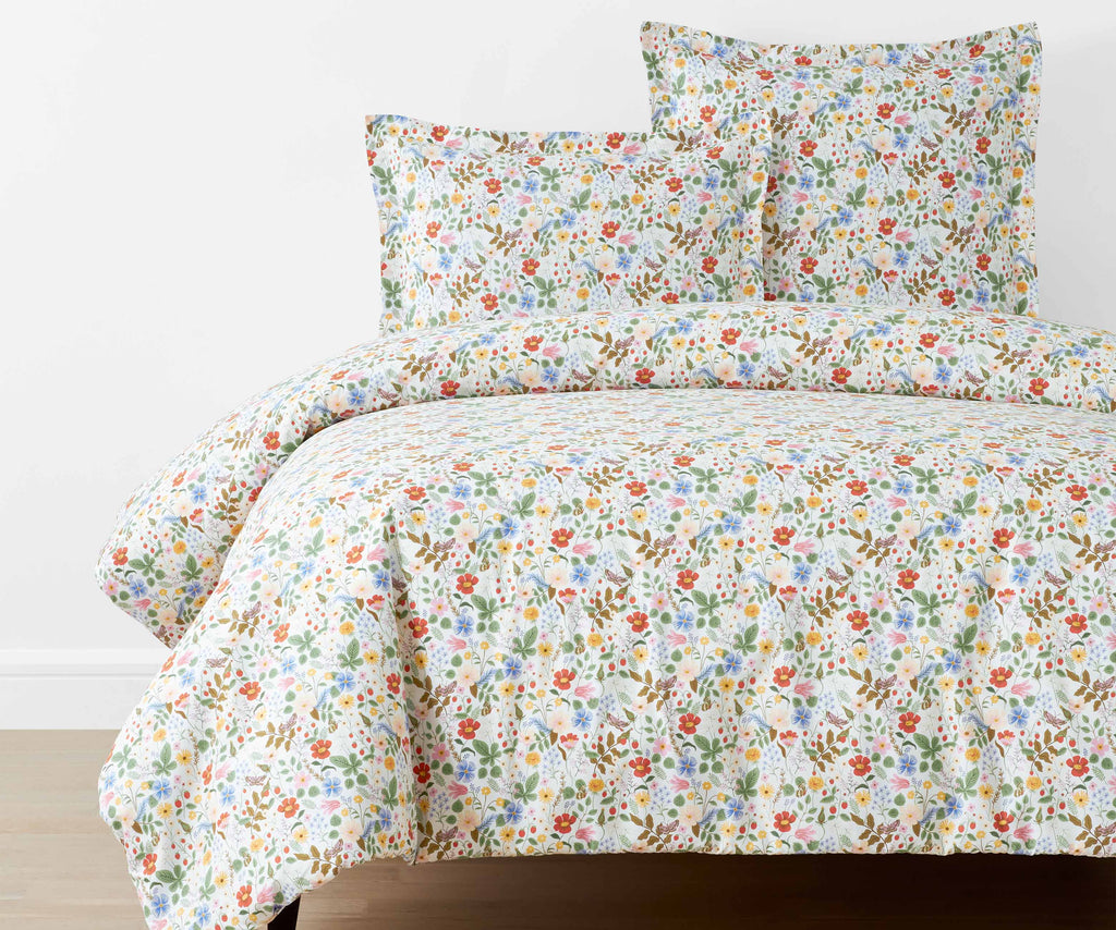 Percale Comforter - Strawberry Fields White – Rifle Paper Co