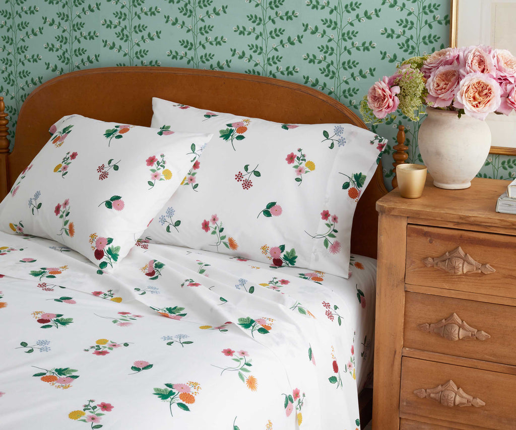 Percale Fitted Sheet - Ditsy Dahlia – Rifle Paper Co