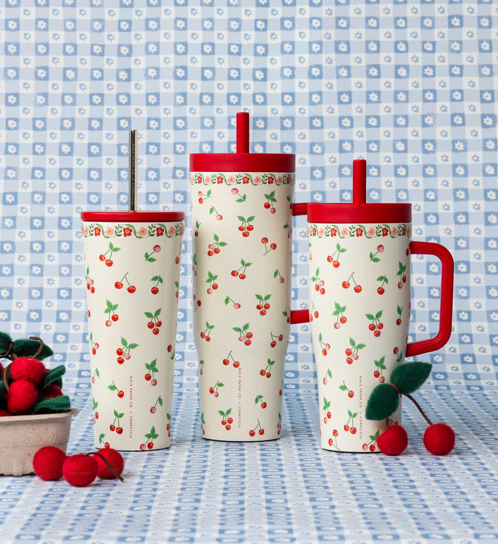22 oz. Cherries Cruiser Cup with Straw | Rifle Paper Co.