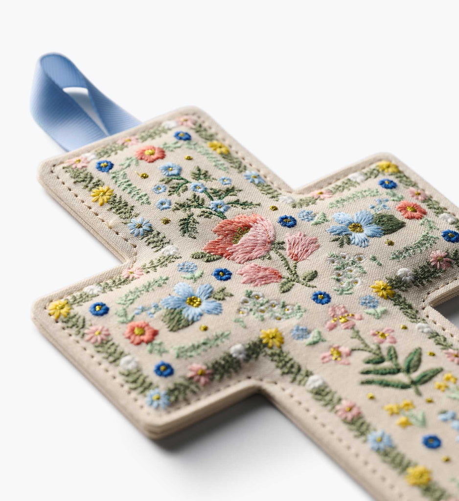 Embroidered Rosette Cross Wall Hanging | Rifle Paper Co.