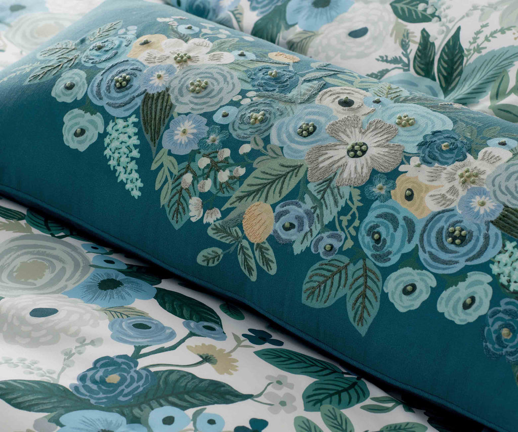 Embroidered Lumbar Pillow Cover - Garden Party Blue – Rifle Paper Co