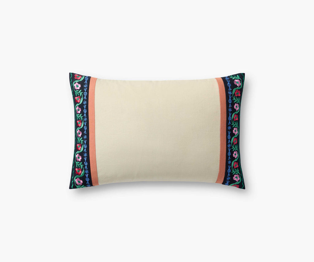 Delphine Stripe Embroidered Lumbar Pillow - Multi – Rifle Paper Co