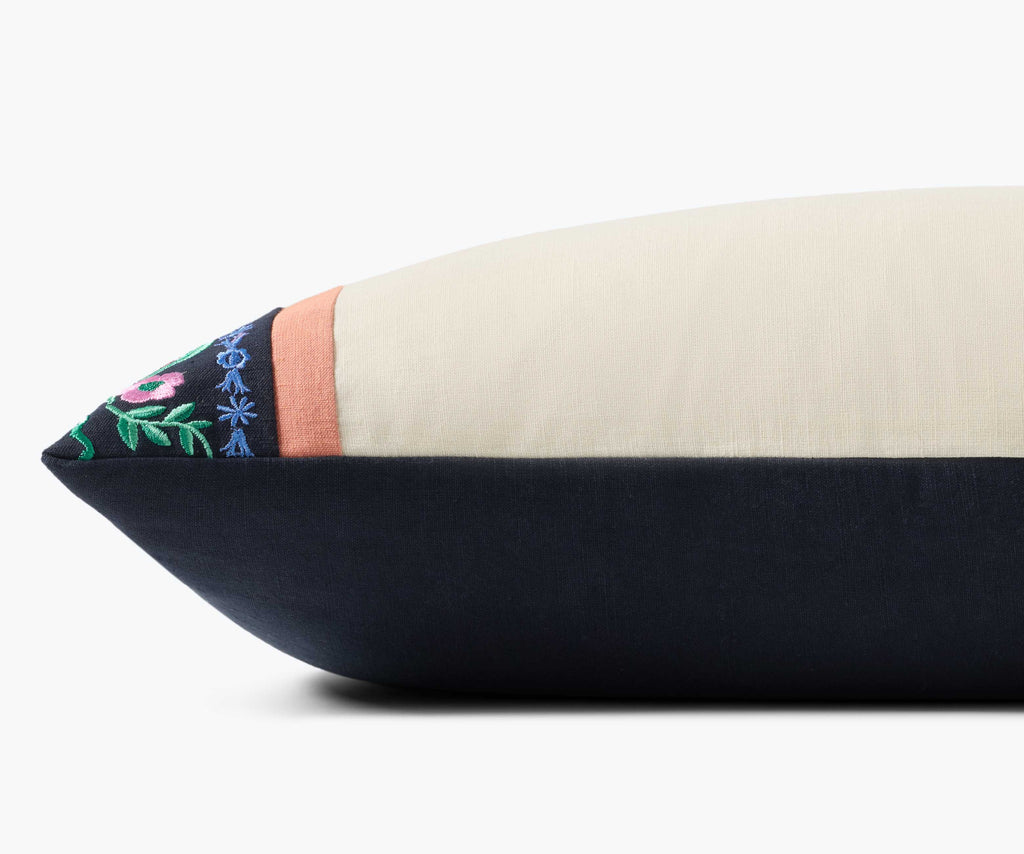 Delphine Stripe Embroidered Lumbar Pillow | Rifle Paper Co.
