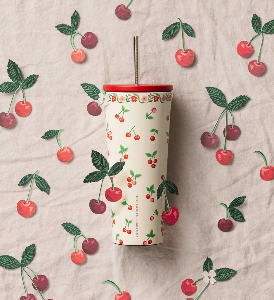 24 oz. Cherries Cold Cup by Corkcicle | Rifle Paper Co.