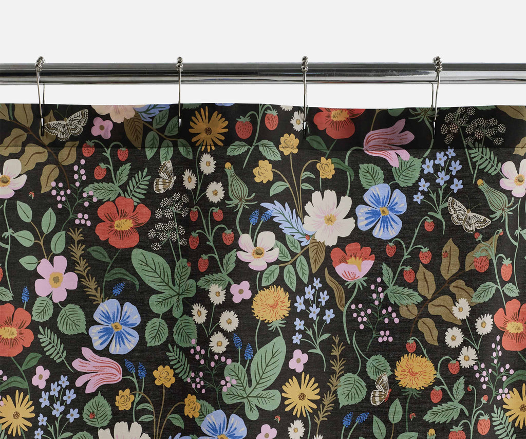 Percale Shower Curtain - Strawberry Fields Black – Rifle Paper Co