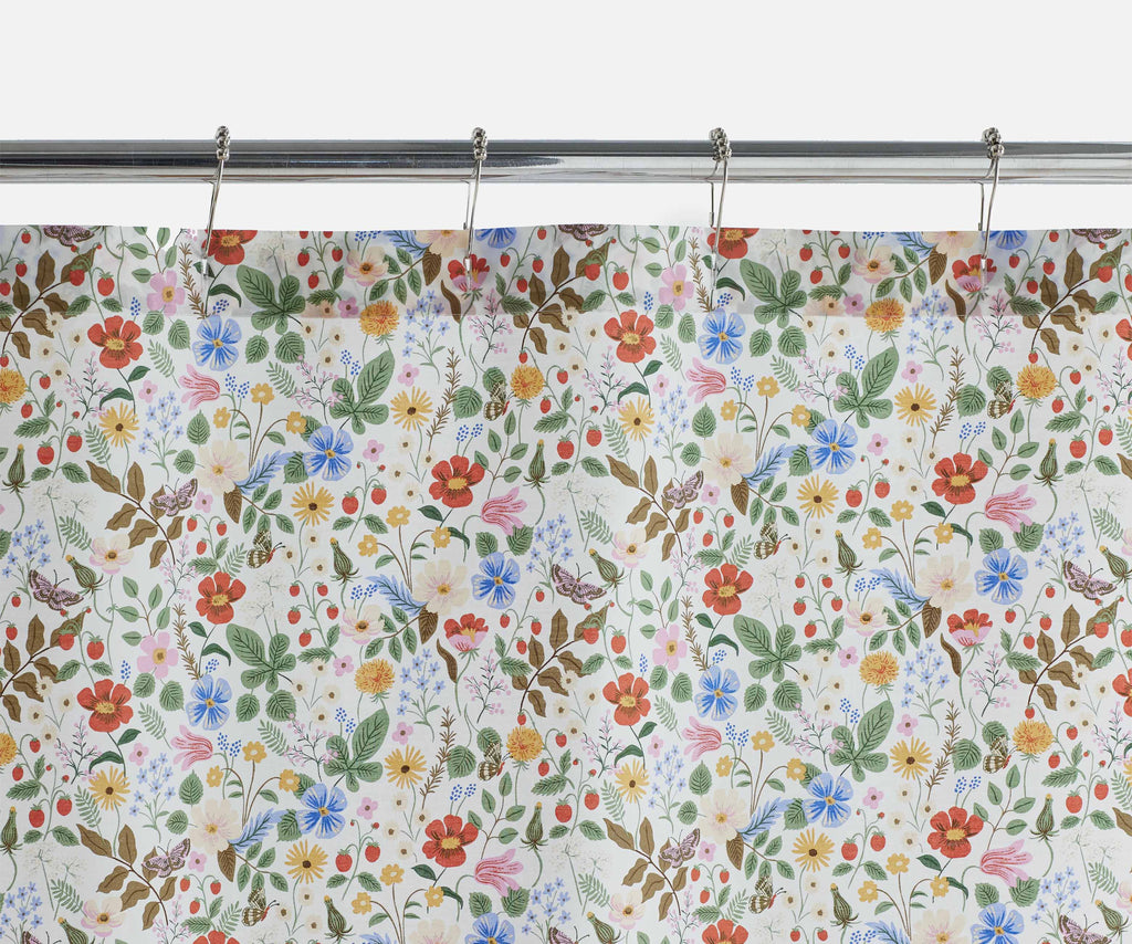 Percale Shower Curtain - Strawberry Fields White – Rifle Paper Co