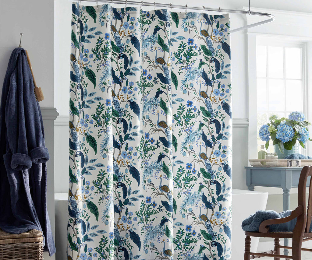 Sateen Shower Curtain - Peacock Ivory – Rifle Paper Co