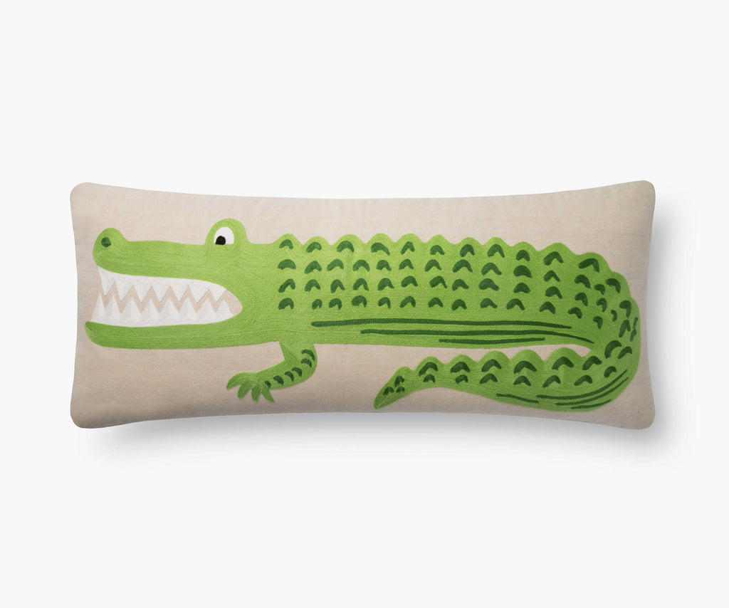 Alligator Embroidered Pillow - Green – Rifle Paper Co
