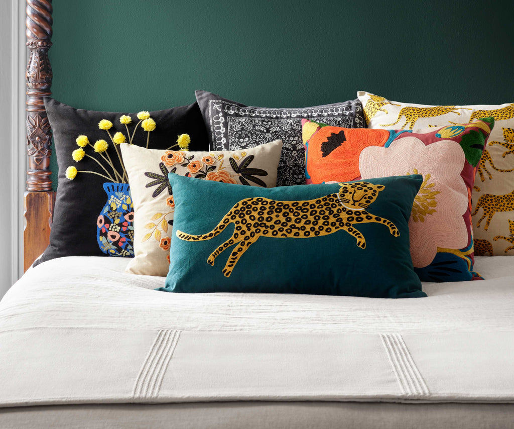 Leopard Embroidered Pillow, Metallic Gold | Rifle Paper Co.
