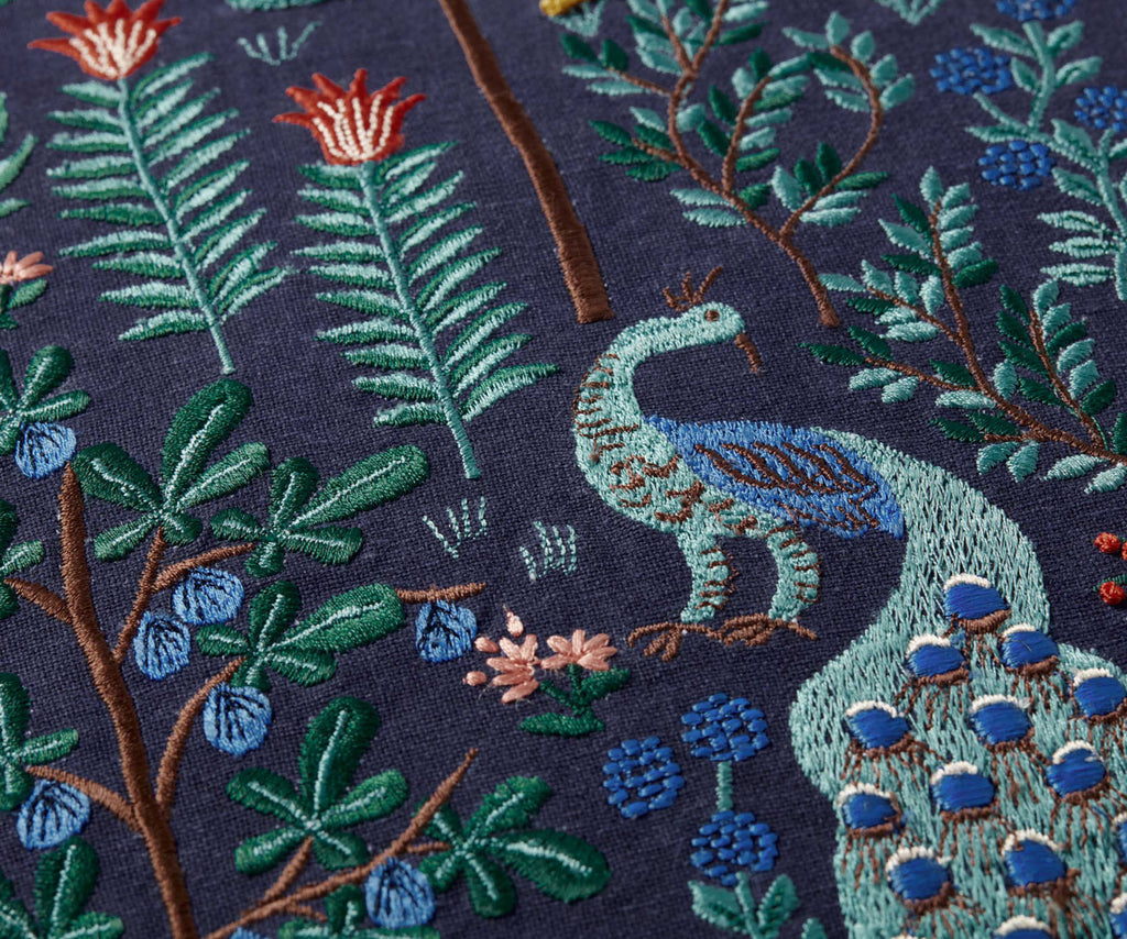 Menagerie Forest Embroidered Pillow - Navy – Rifle Paper Co