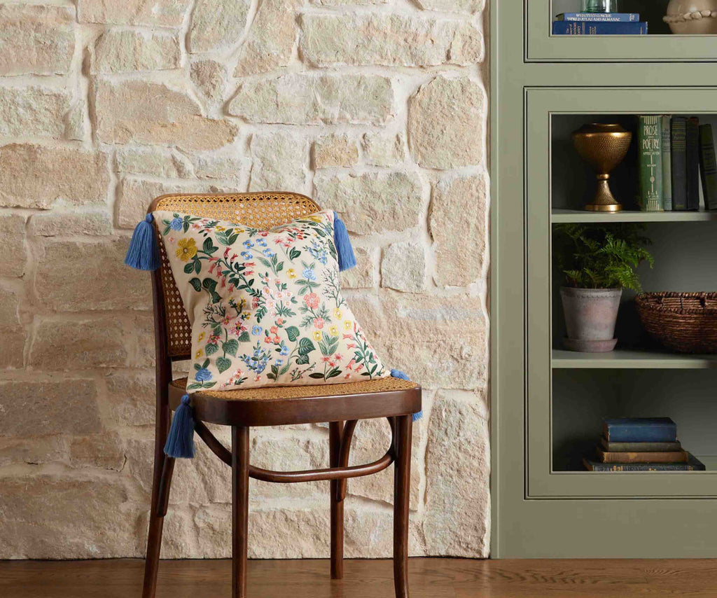 Mayfair Embroidered Cream Floral Pillow | Rifle Paper Co.