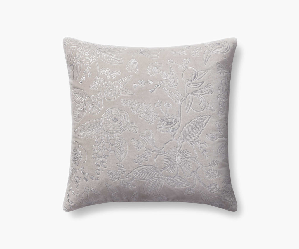 Colette Grey Embroidered Throw Pillow | Rifle Paper Co.