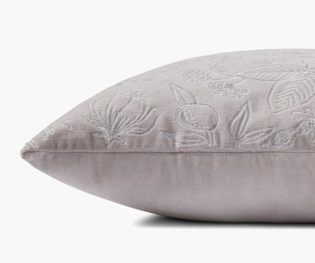 Colette Grey Embroidered Throw Pillow | Rifle Paper Co.