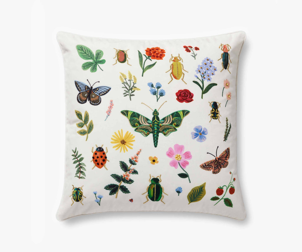 Curio White Embroidered Throw Pillow | Rifle Paper Co.