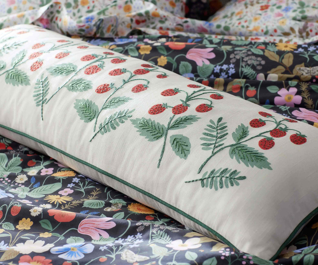 Embroidered Lumbar Pillow Cover - Strawberries – Rifle Paper Co