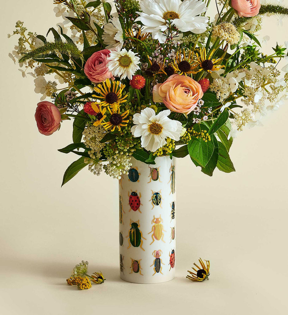 Beetles & Bugs Porcelain Cylinder Vase | Rifle Paper Co.