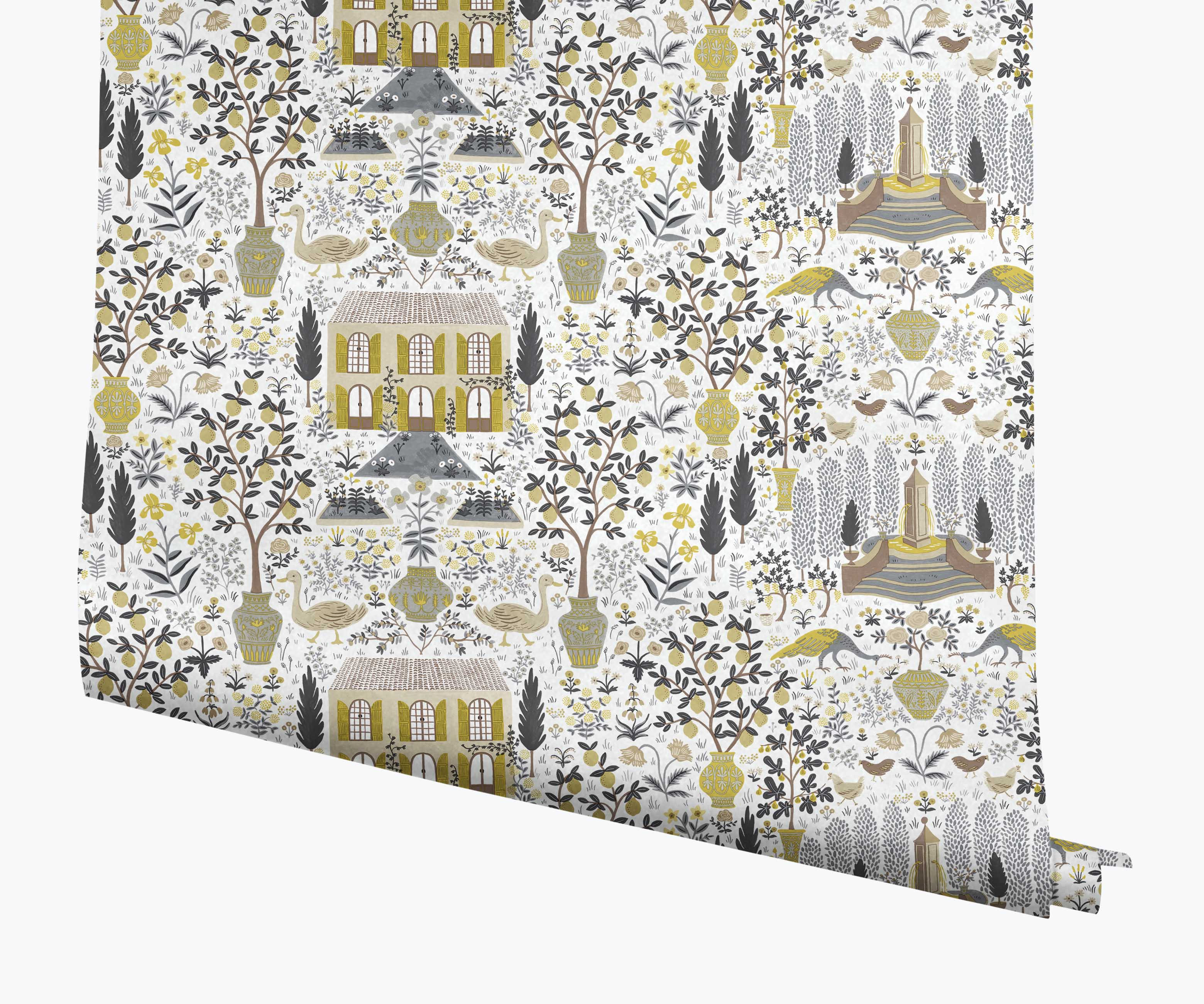 Camont Wallpaper in Linen & Metallic Gold | Rifle Paper Co.
