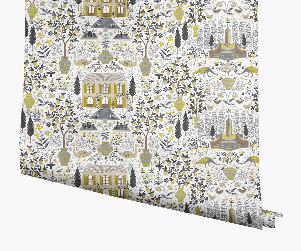 Camont Wallpaper in Linen & Metallic Gold | Rifle Paper Co.