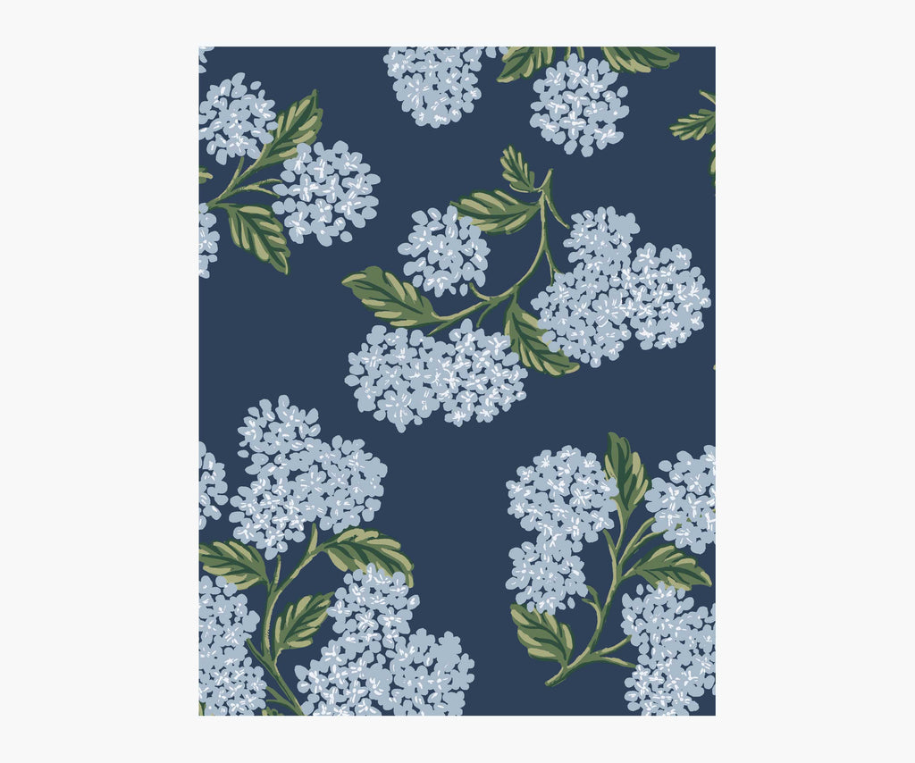 Hydrangea Wallpaper Sample - Navy – Rifle Paper Co