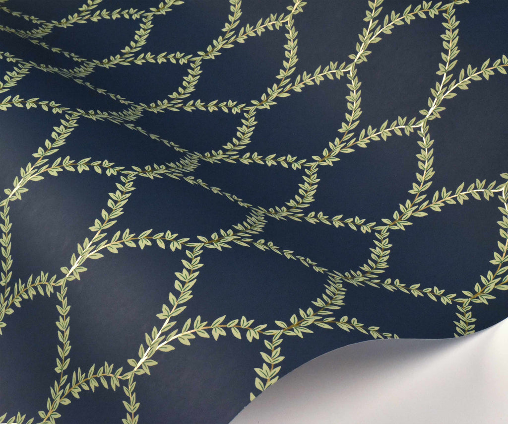 Laurel Wallpaper in Navy Blue | Rifle Paper Co.