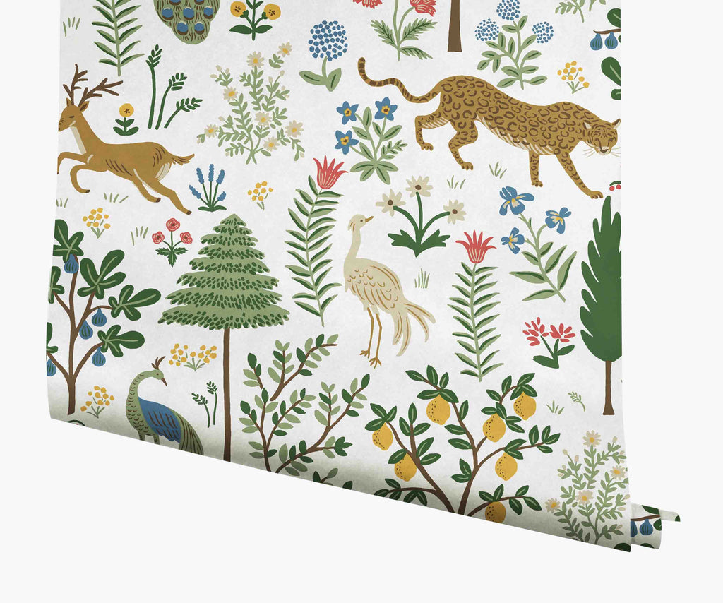 Menagerie White Botanical Wallpaper | Rifle Paper Co.