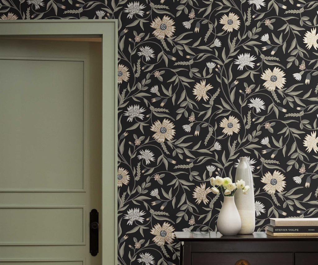 Aster Wallpaper Sample - Black – Rifle Paper Co